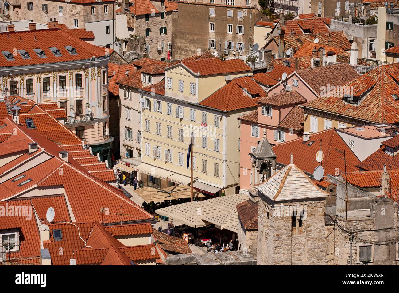 The city of Split in Croatia in the region of Dalmatia view across the ...