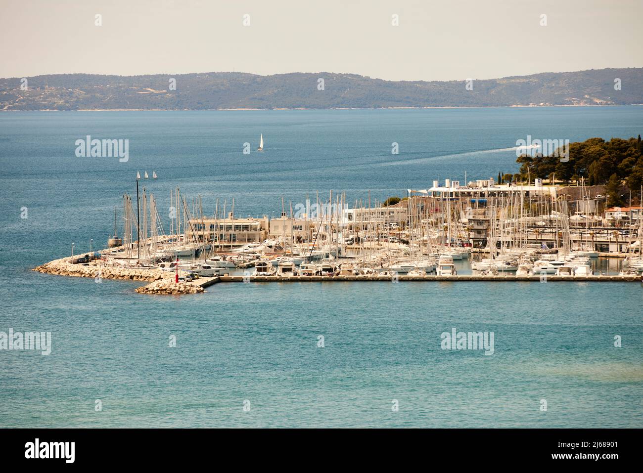 The city of Split in Croatia in the region of Dalmatia view into Aci ...