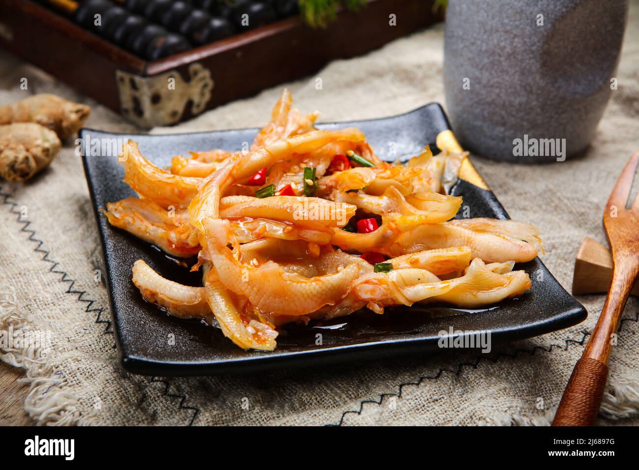 A plate of boneless duck palm Stock Photo - Alamy