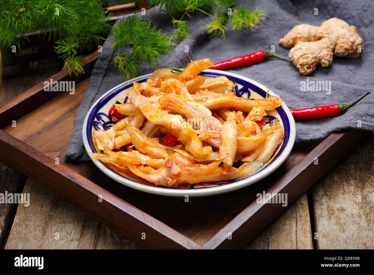 A plate of boneless duck palm Stock Photo - Alamy