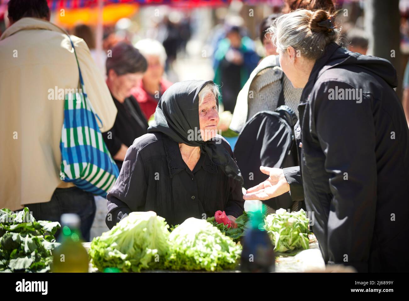 The city of Split in Croatia in the region of Dalmatia, local market ...