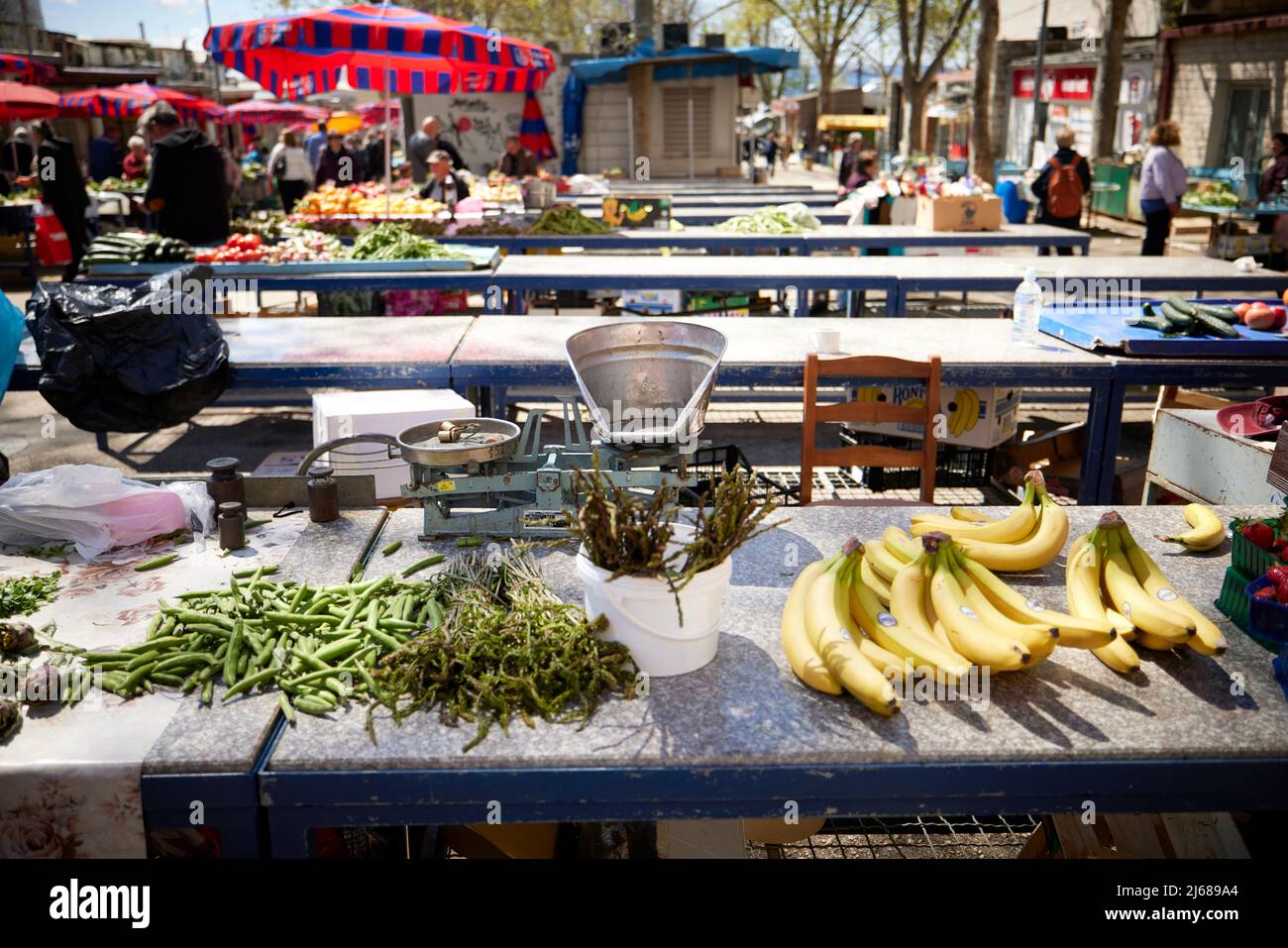 The city of Split in Croatia in the region of Dalmatia, local market ...