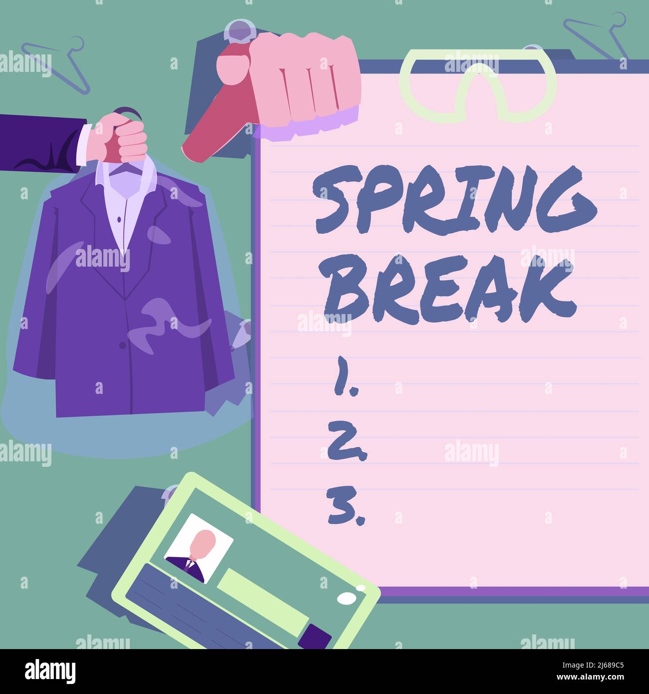 Text showing inspiration Spring Break. Concept meaning Vacation period ...