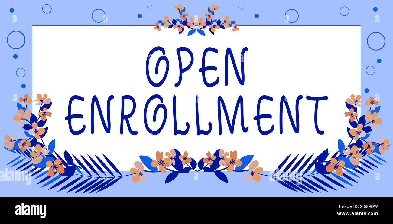 Hand writing sign Open Enrollment. Business concept The yearly period ...