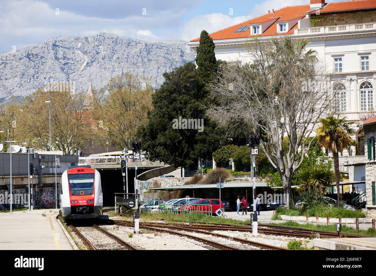 The city of Split in Croatia in the region of Dalmatia the railway ...