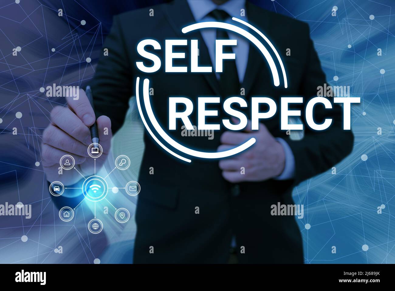 Conceptual caption Self Respect. Business idea Pride and confidence in ...