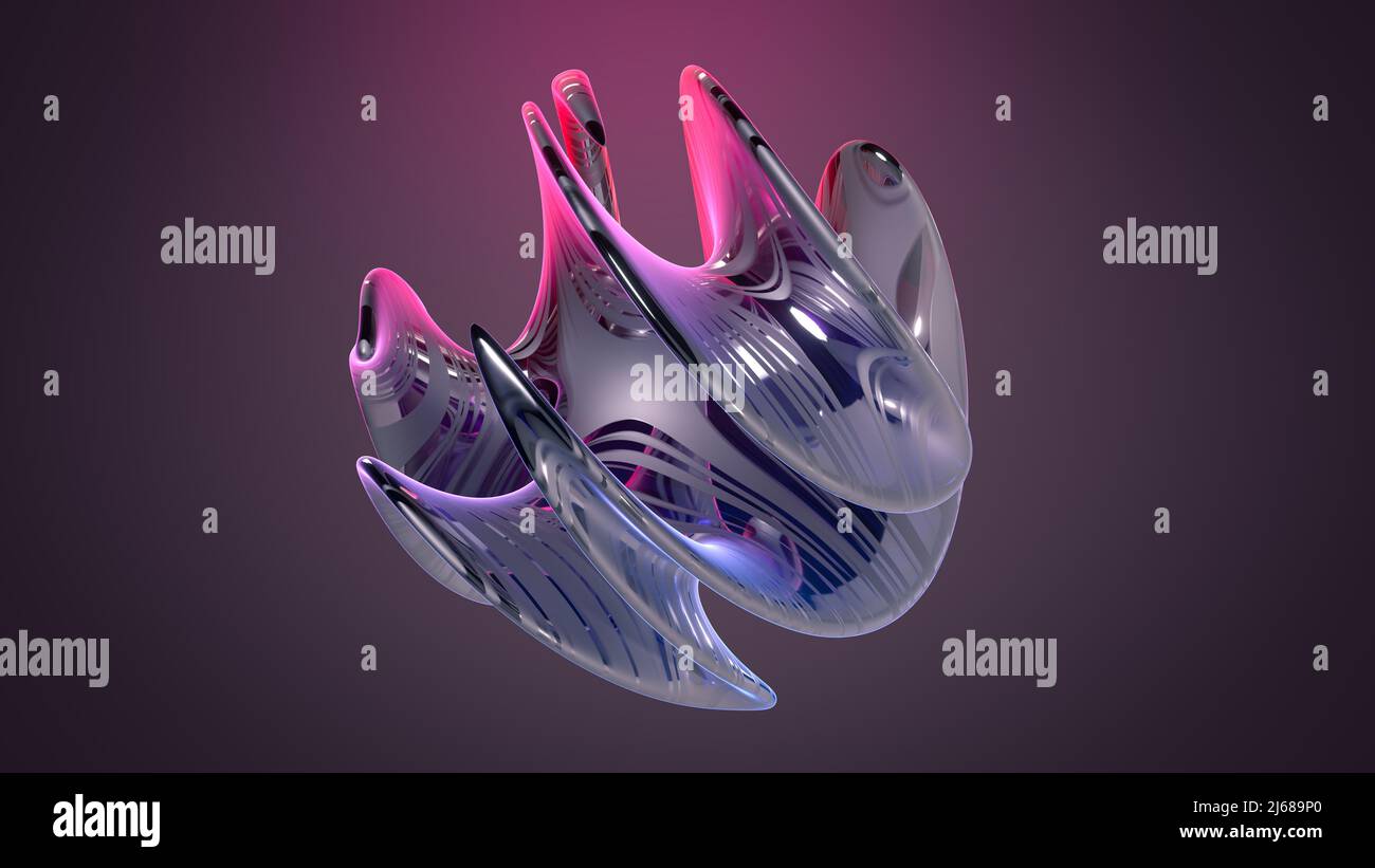 3D render of aesthetic abstract art sphere with part of alien flowy ...