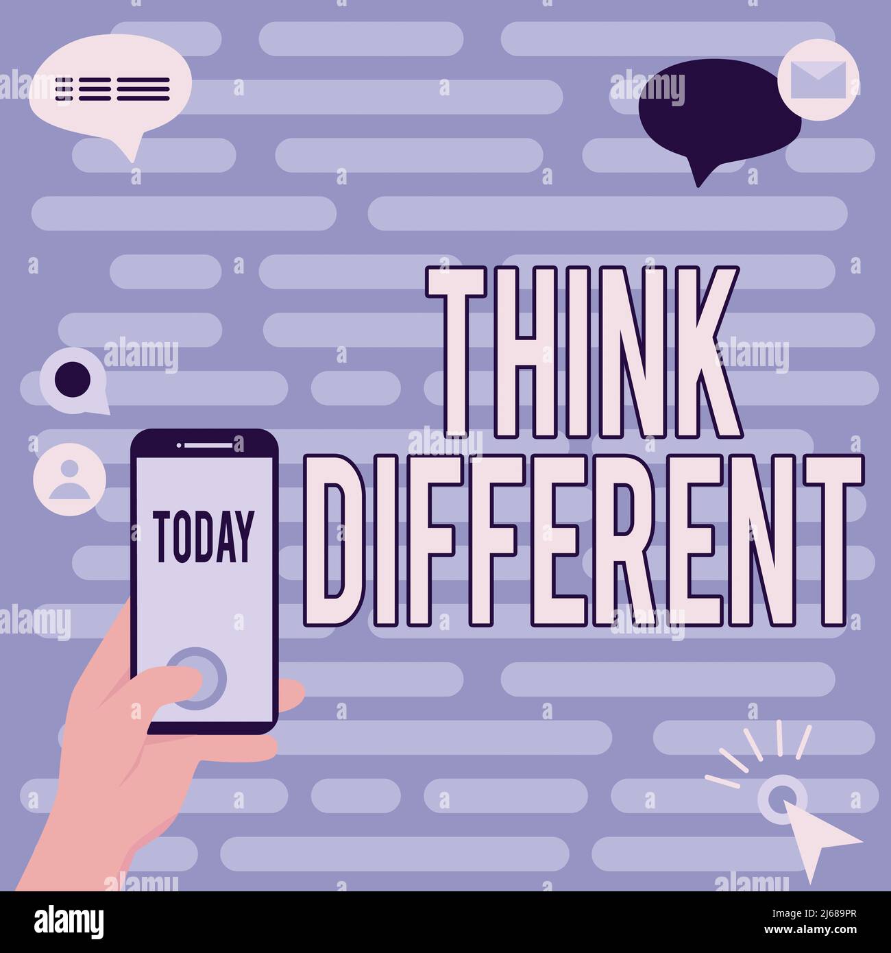 Handwriting text Think Different. Word for be unique with your thoughts ...