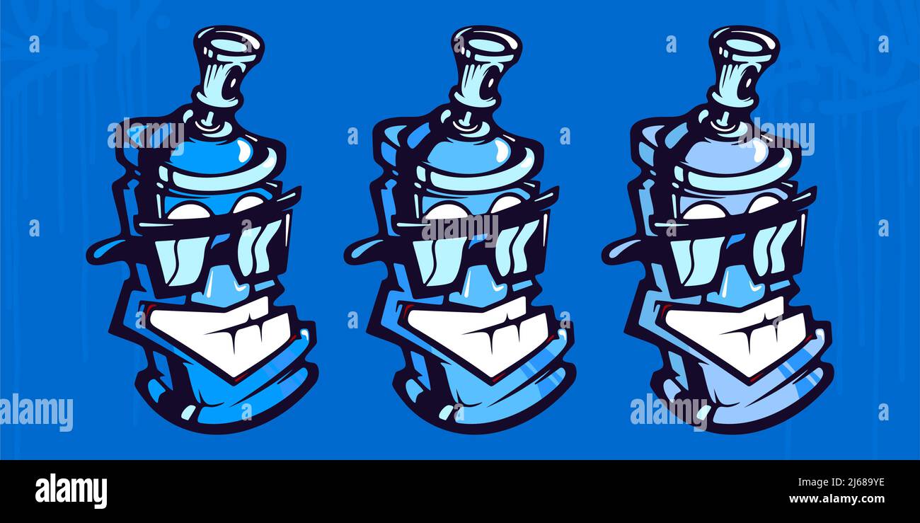 Abstract Hiphop Graffiti Style Cartoon Spray Cans Vector Illustration ...