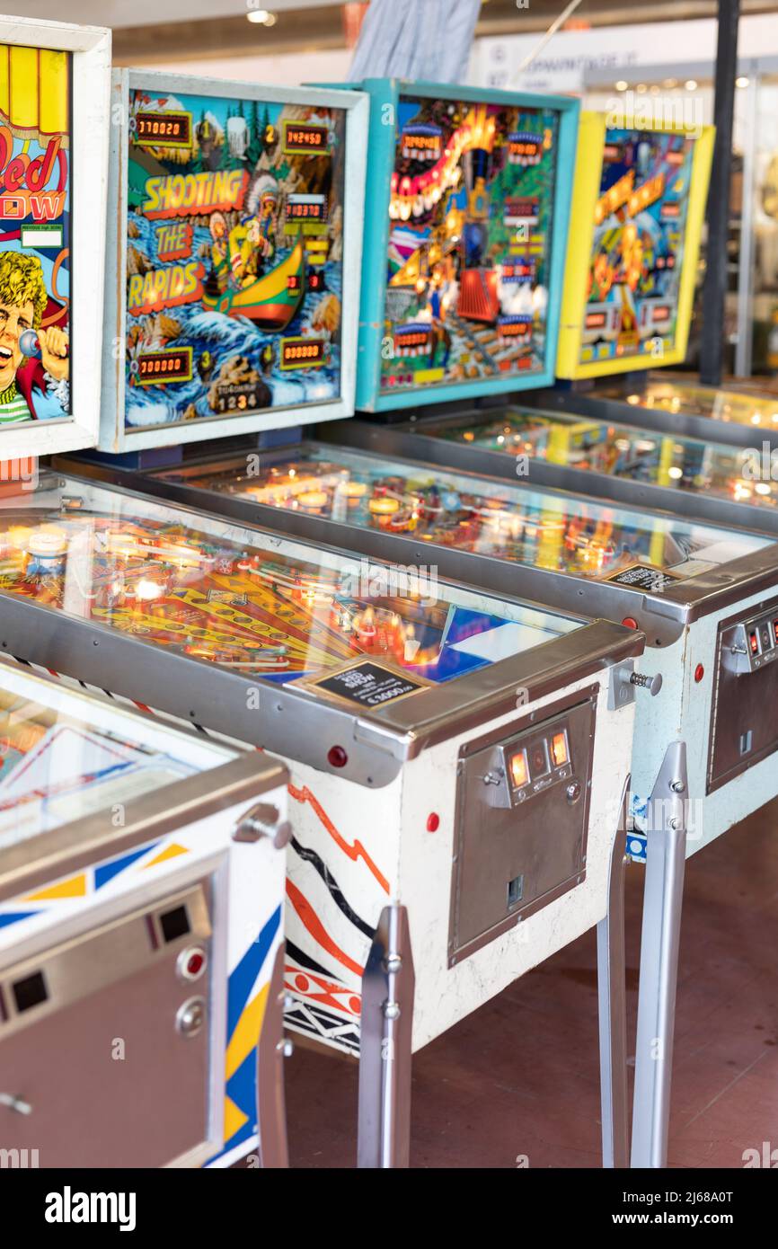 Group of Vintage 70's Multicolor Pinball Machines Stock Photo - Alamy