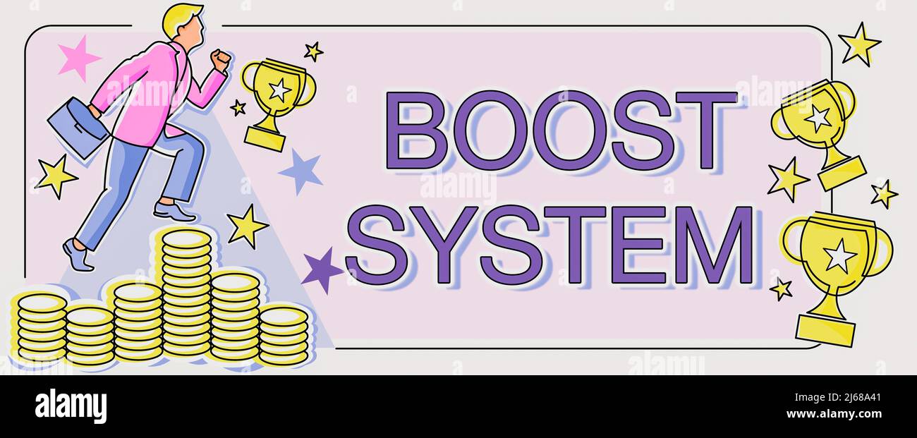 Sign displaying Boost System. Business approach Rejuvenate Upgrade ...