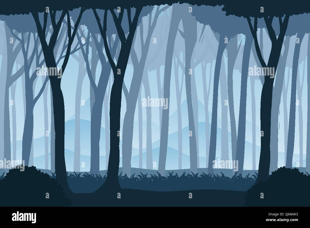 Silhouette shadow of forest scene illustration Stock Vector Image & Art ...