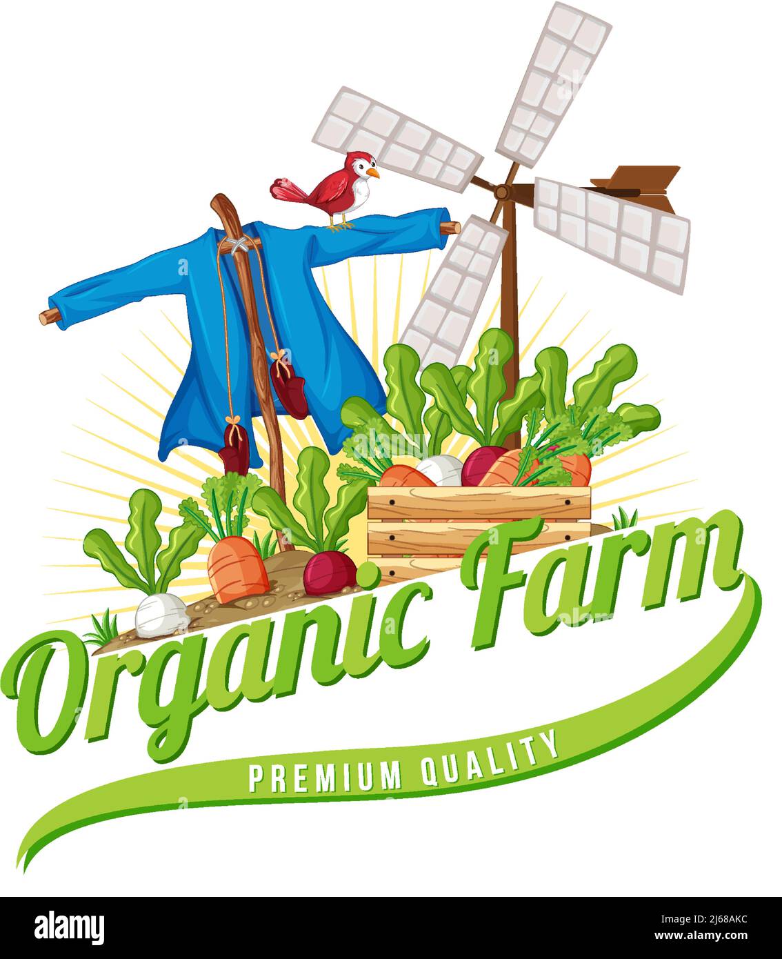 Logo design with words organic farm illustration Stock Vector Image ...