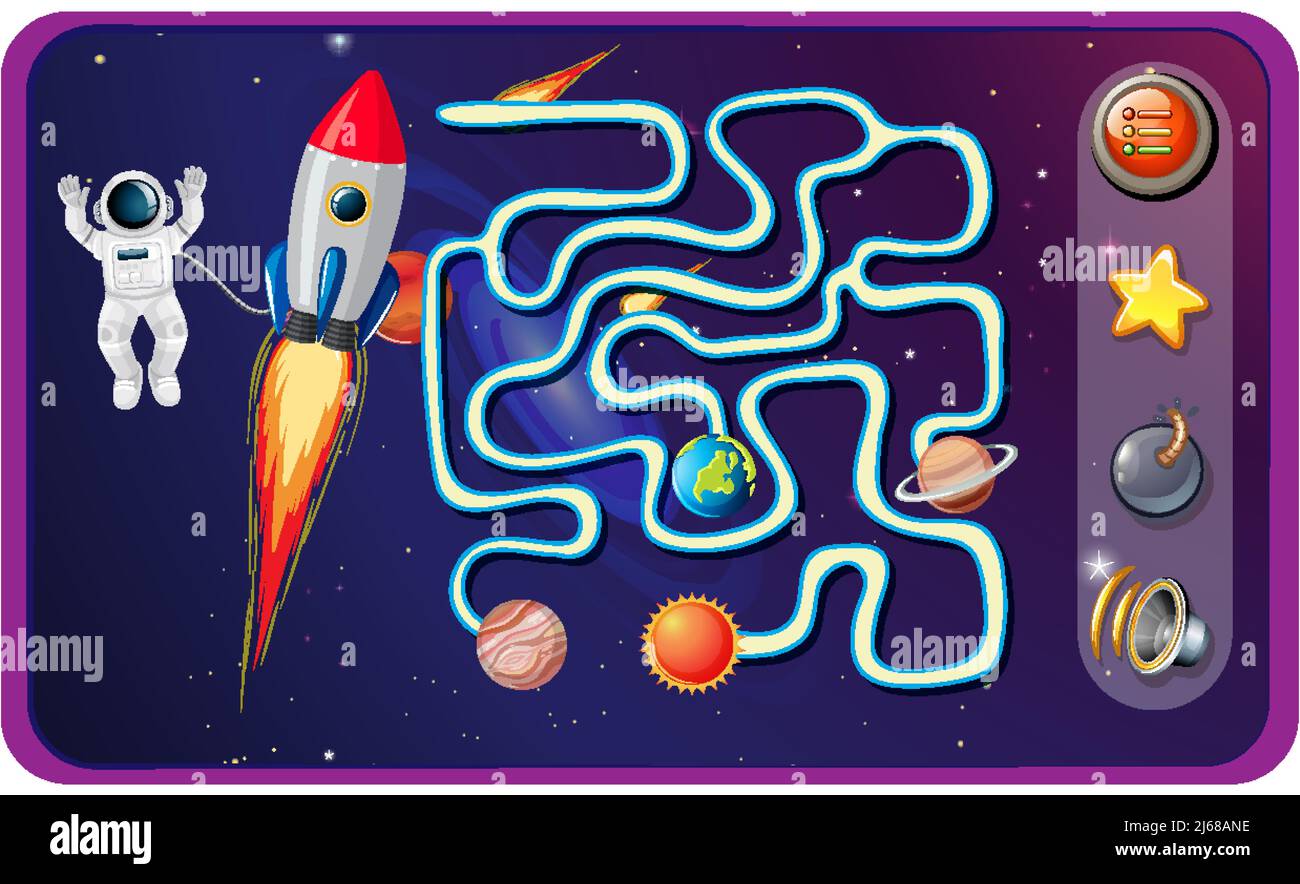 Game design spaceship and astronaut illustration Stock Vector Image ...