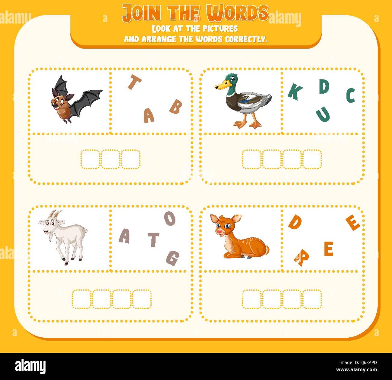 Arrange the letters in order with pictures illustration Stock Vector ...