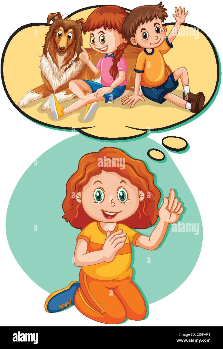 A girl thinking with callout illustration Stock Vector Image & Art - Alamy