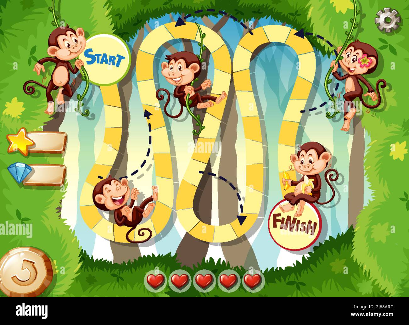 Game design with monkeys in forest illustration Stock Vector Image ...