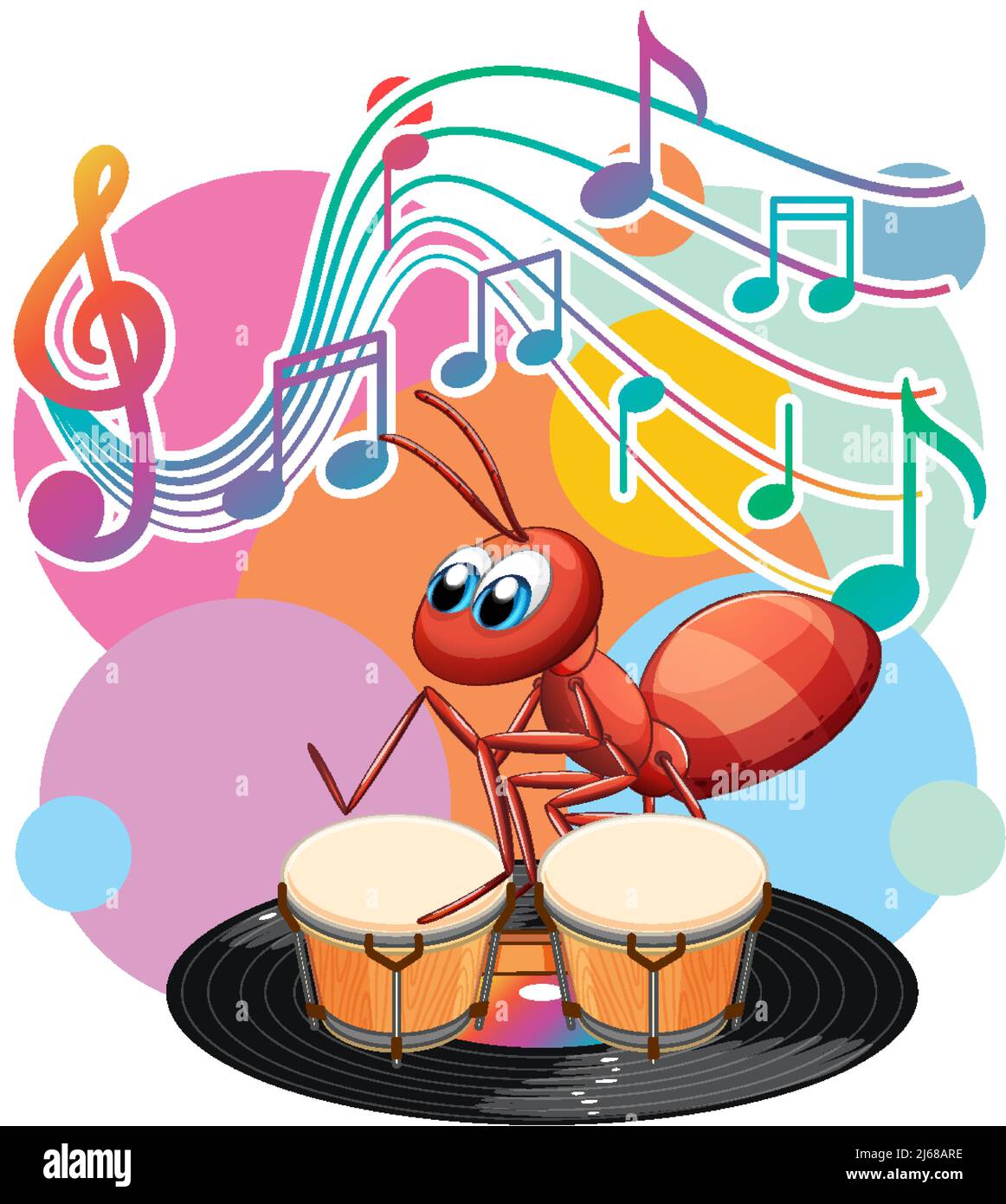 Ant cartoon with music melody symbols illustration Stock Vector Image ...