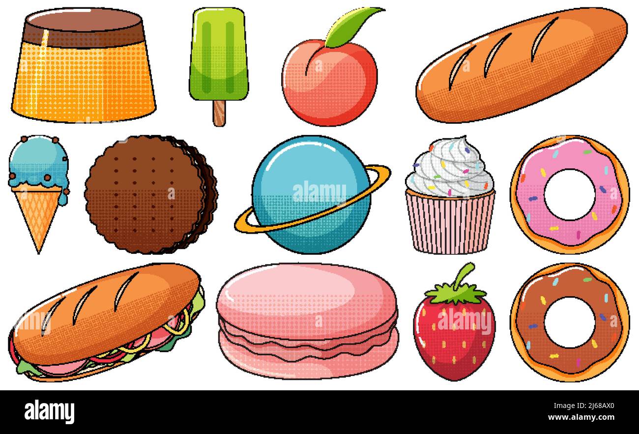 Set of vintage style cartoon on white background illustration Stock ...