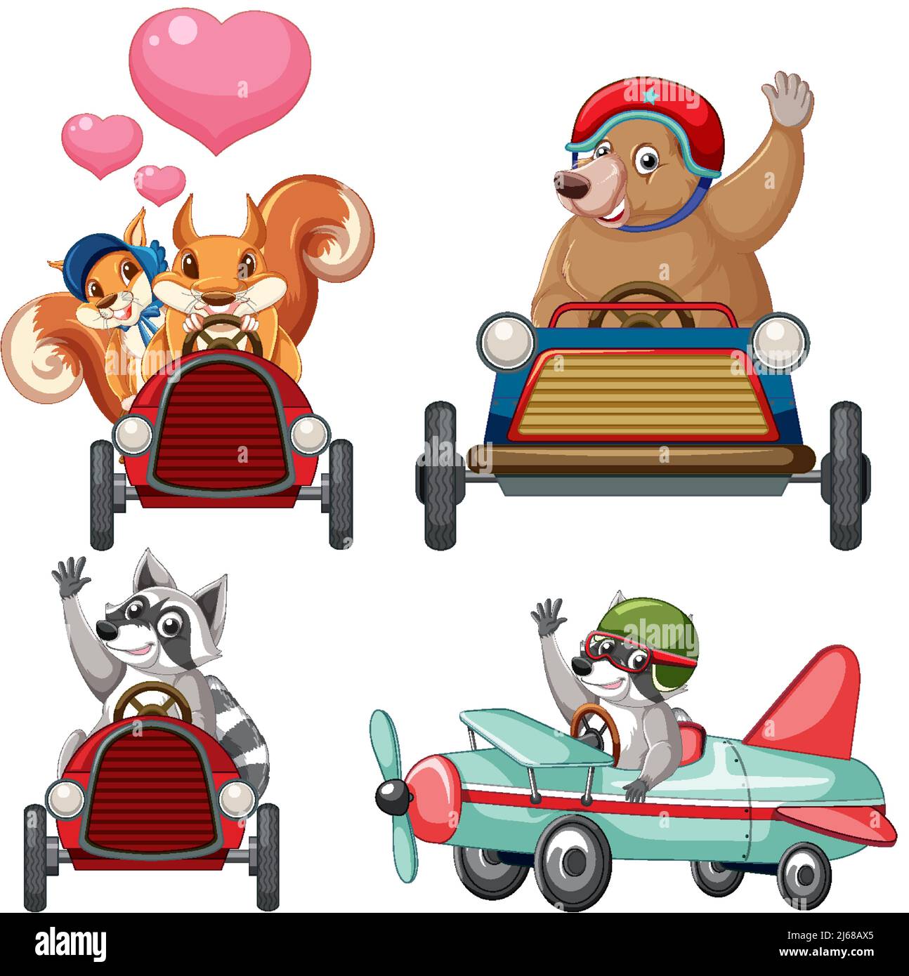 Many animals riding car and plane illustration Stock Vector Image & Art ...