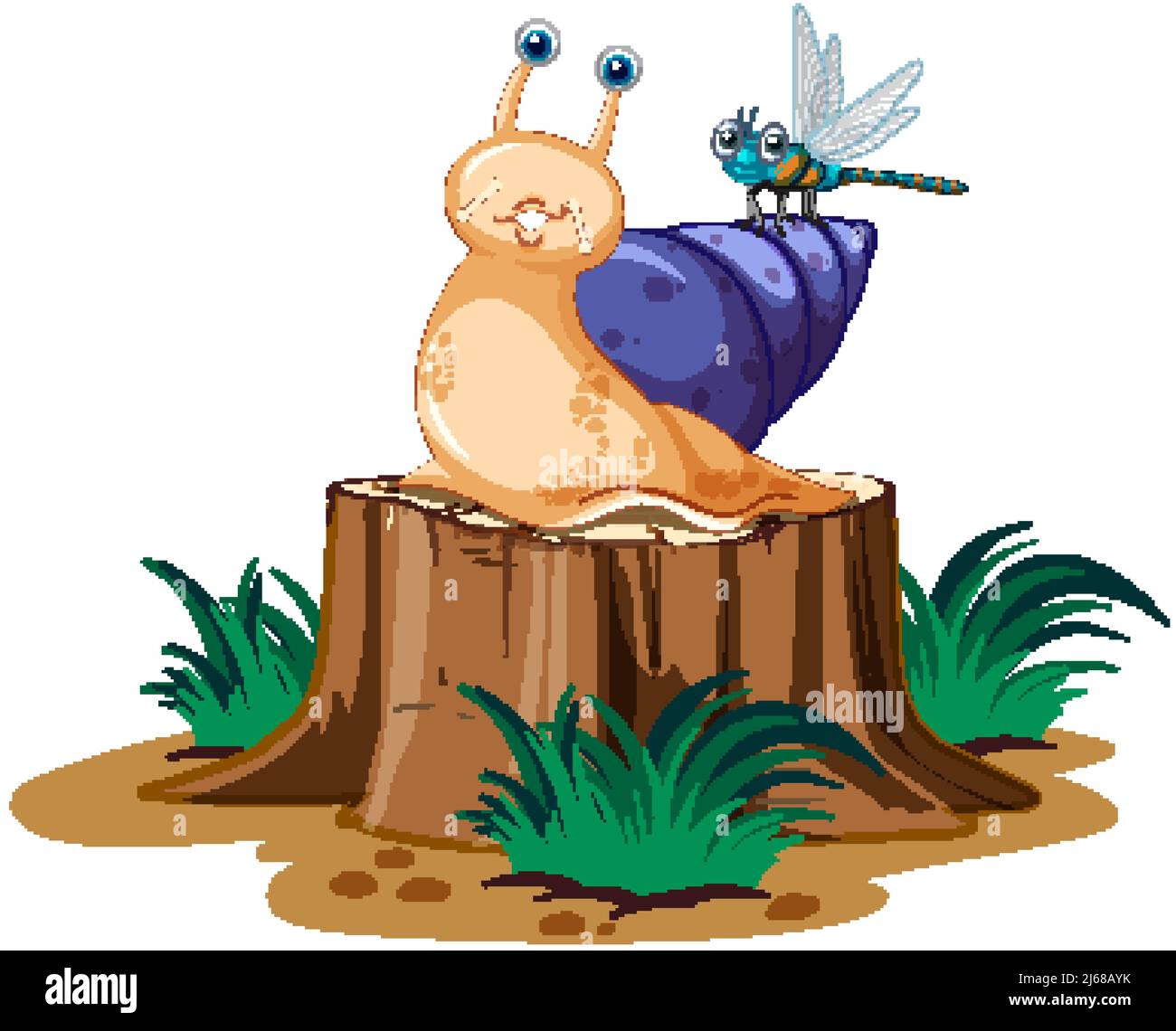 Cute snail and insects in cartoon style illustration Stock Vector Image ...