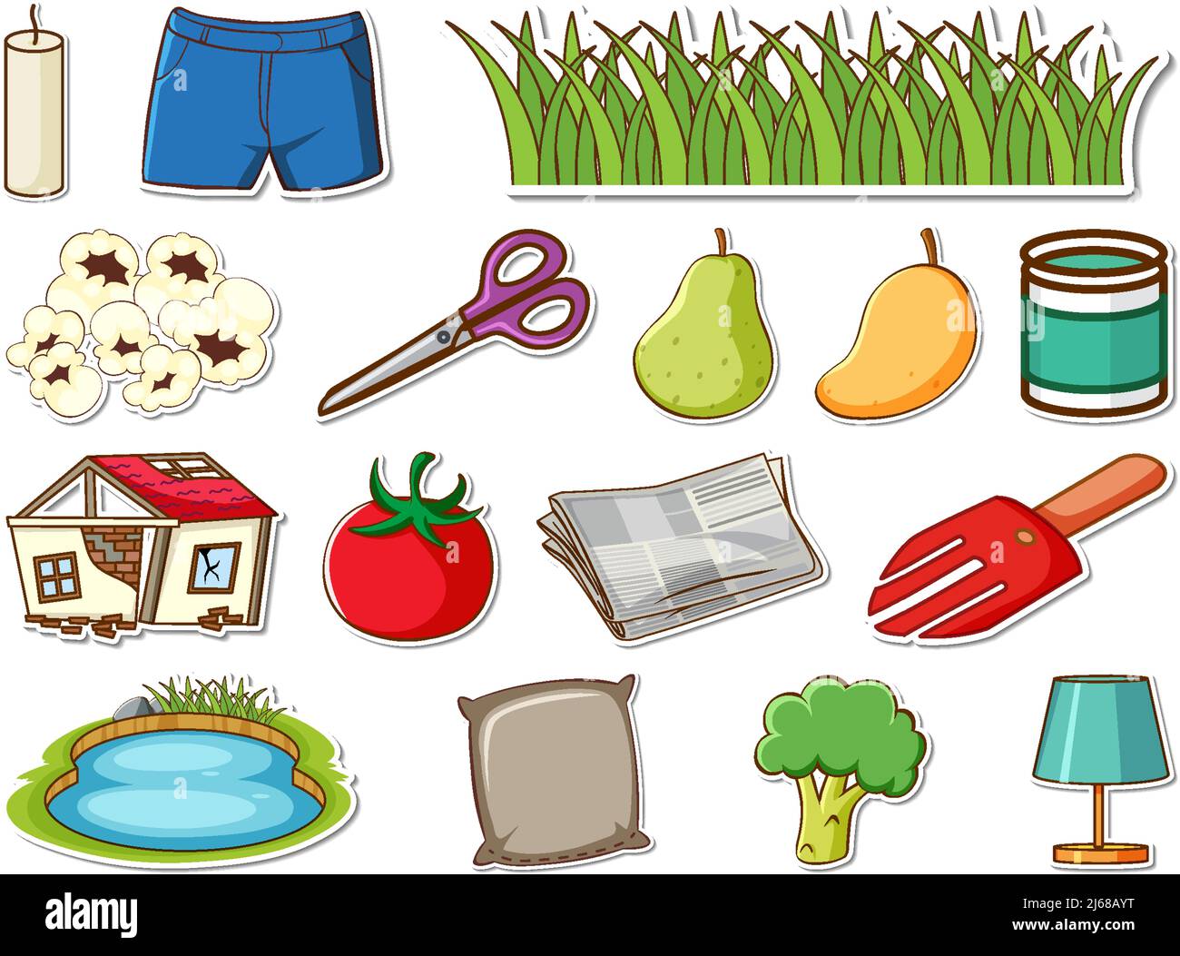 Sticker set of mixed daily objects illustration Stock Vector Image ...
