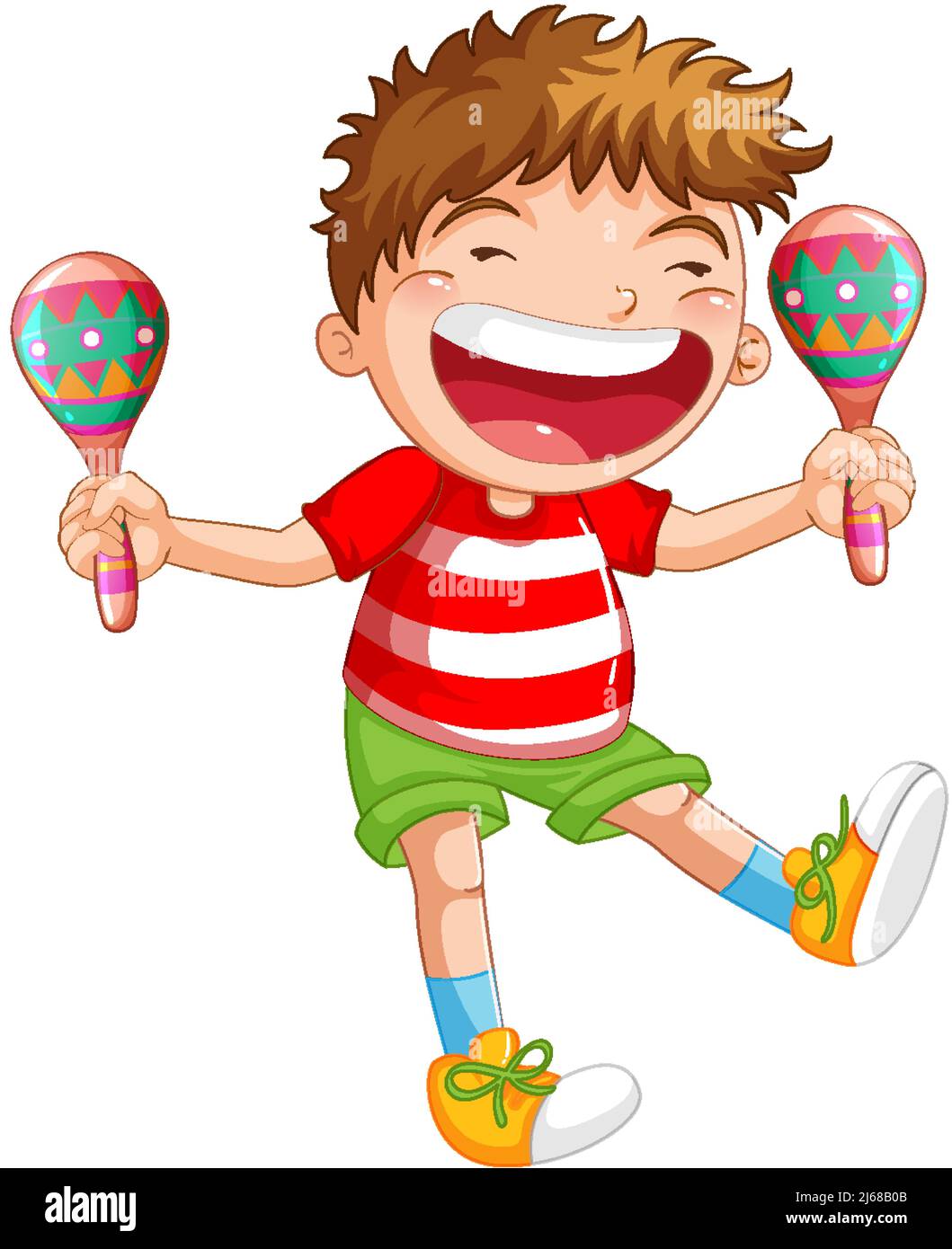 Happy boy with shakers illustration Stock Vector Image & Art - Alamy