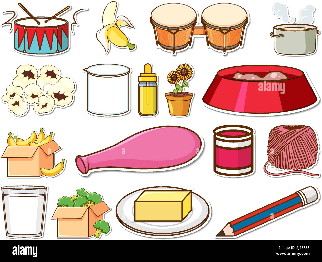 Sticker set of mixed daily objects illustration Stock Vector Image ...