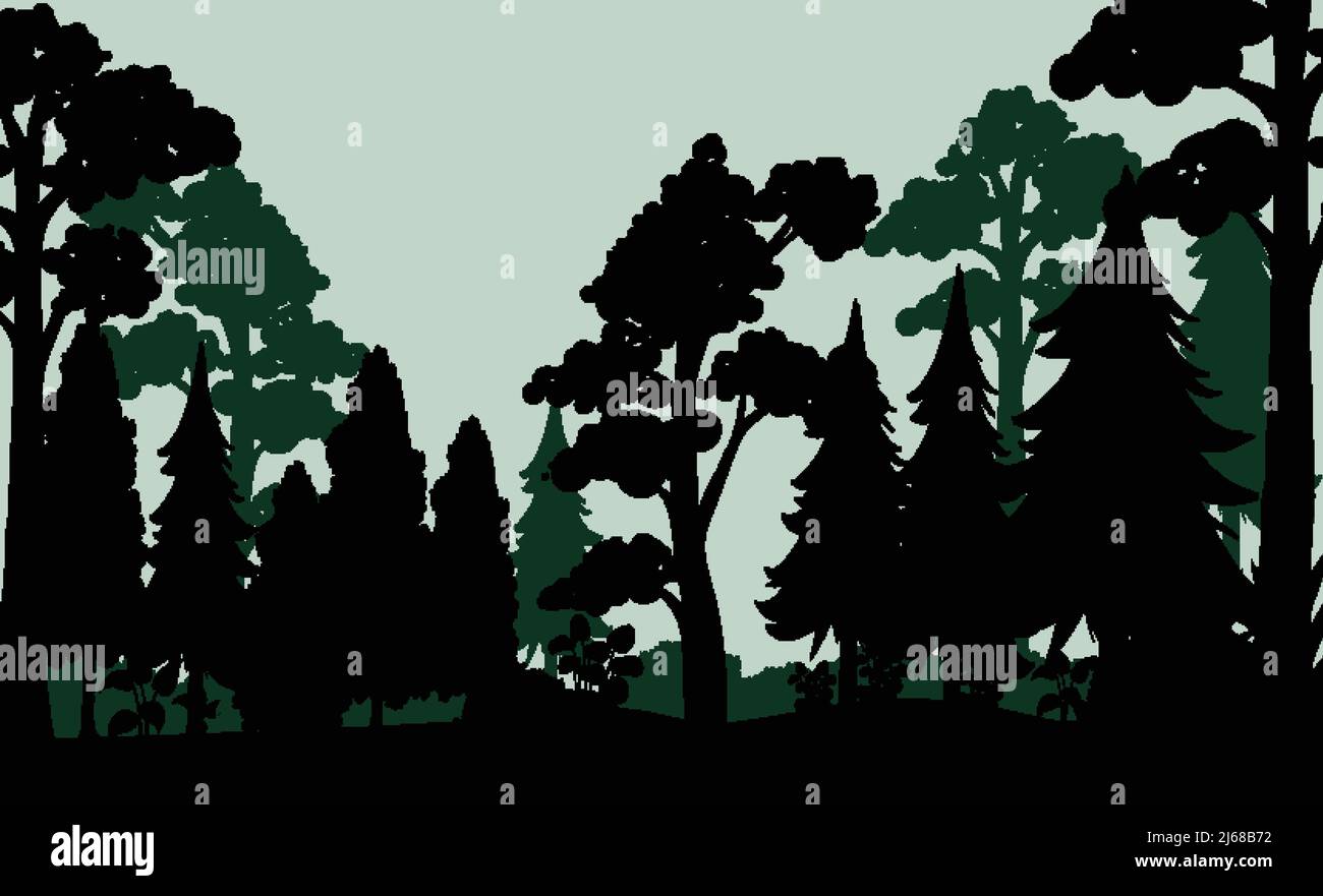 Silhouette shadow of forest scene illustration Stock Vector Image & Art ...