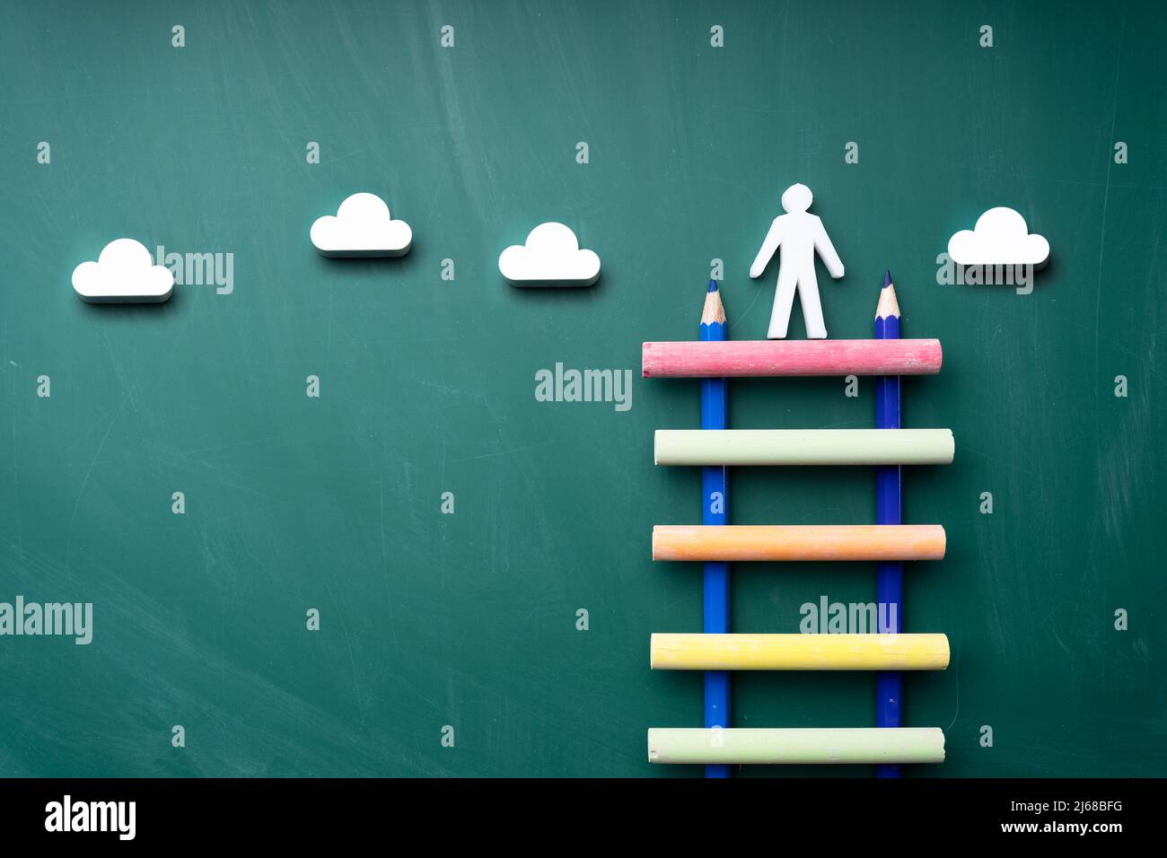 Chalkboard Step Ladder Progress And Growth Success Stock Photo - Alamy