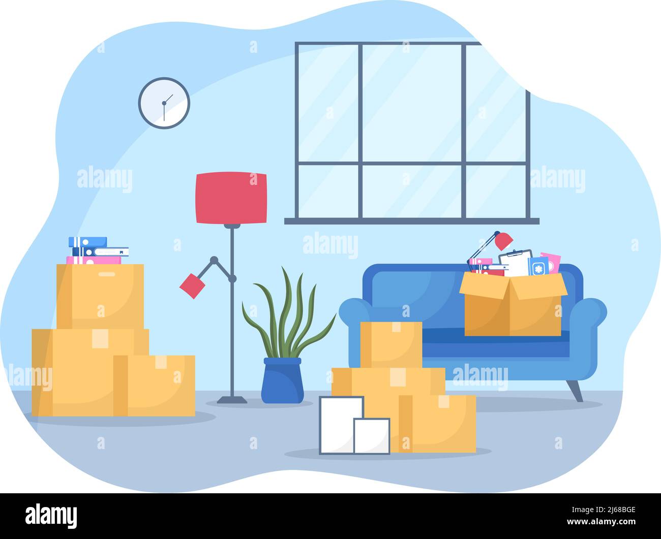 Home Relocation or People Moving with Cardboard Packaging Boxes or Pack ...