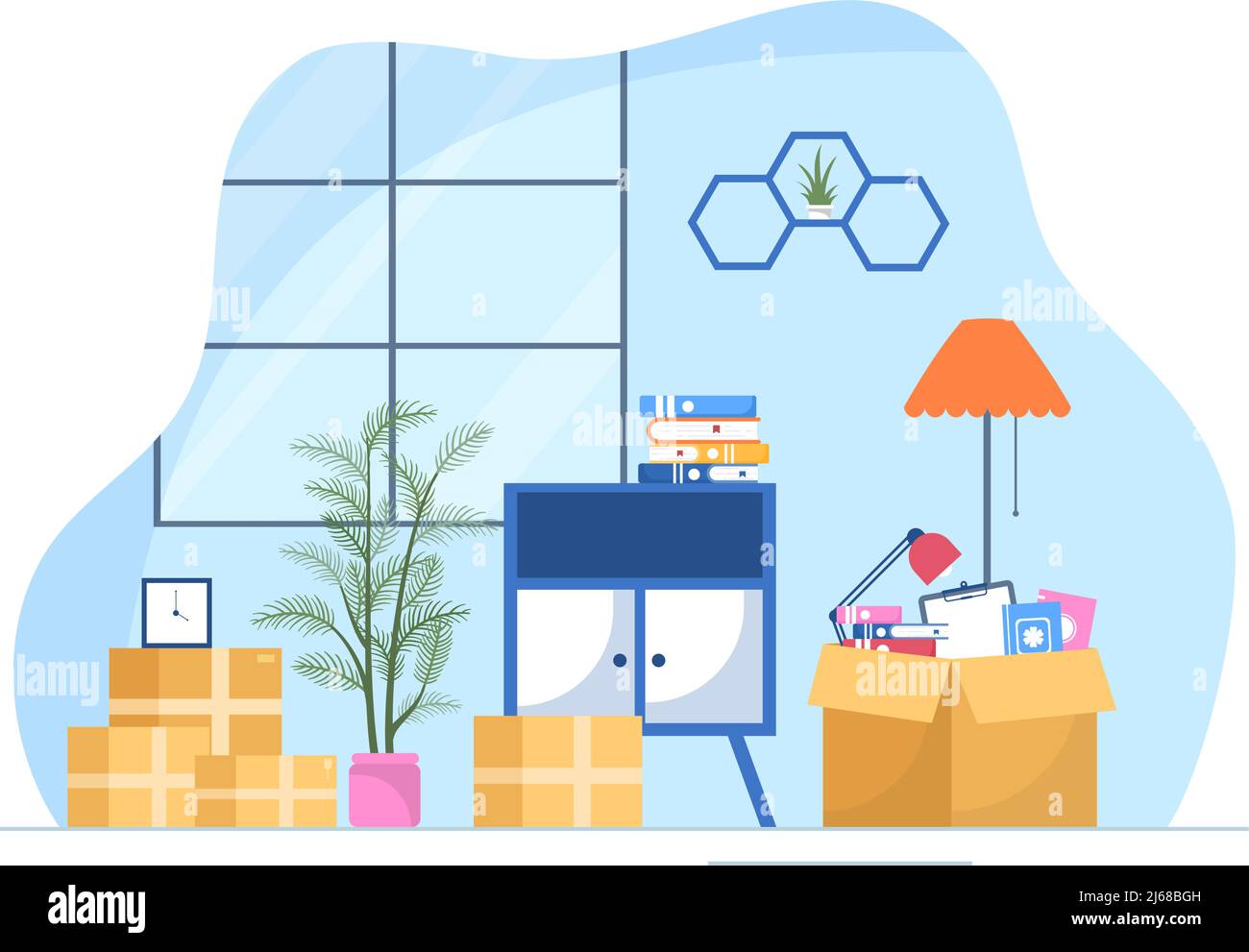 Home Relocation or People Moving with Cardboard Packaging Boxes or Pack ...