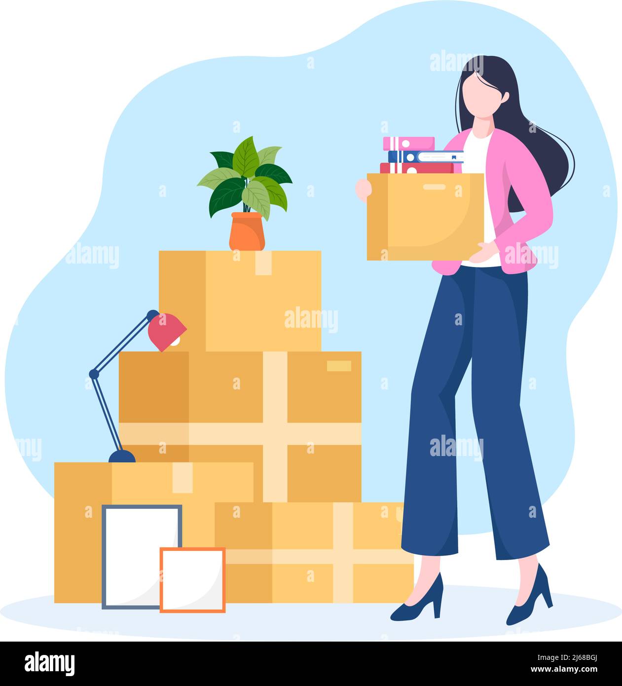 Home Relocation or People Moving with Cardboard Packaging Boxes or Pack ...
