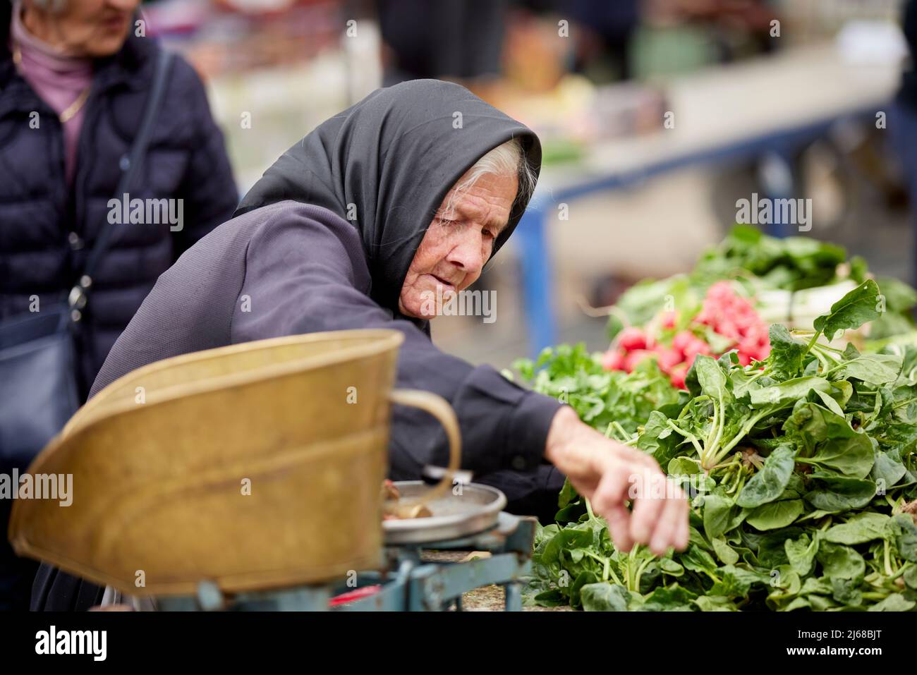 The city of Split in Croatia in the region of Dalmatia, local market ...