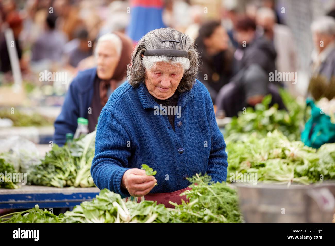The city of Split in Croatia in the region of Dalmatia, local market ...