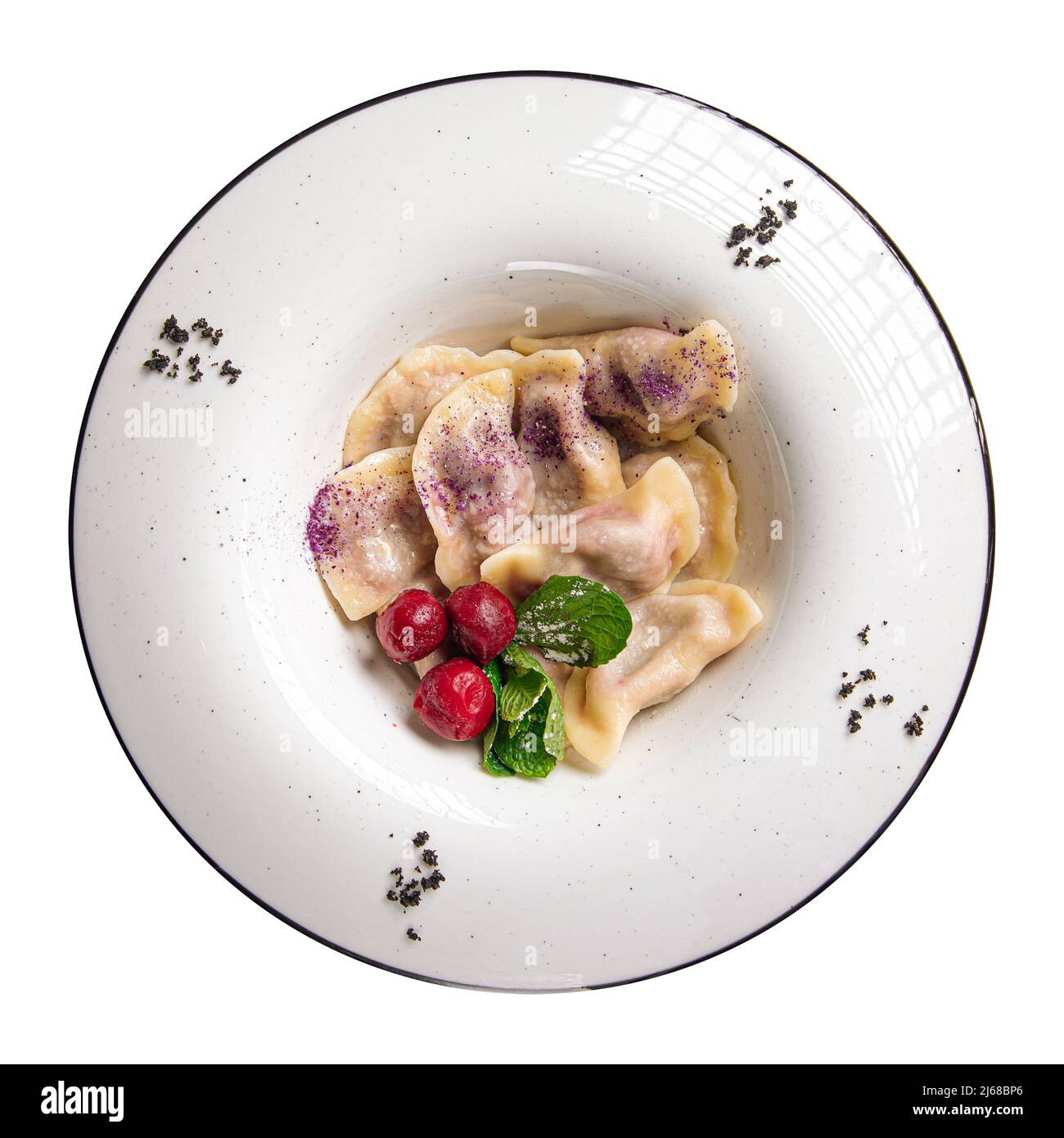 Isolated portion of ukrainian vareniki with cherry Stock Photo - Alamy