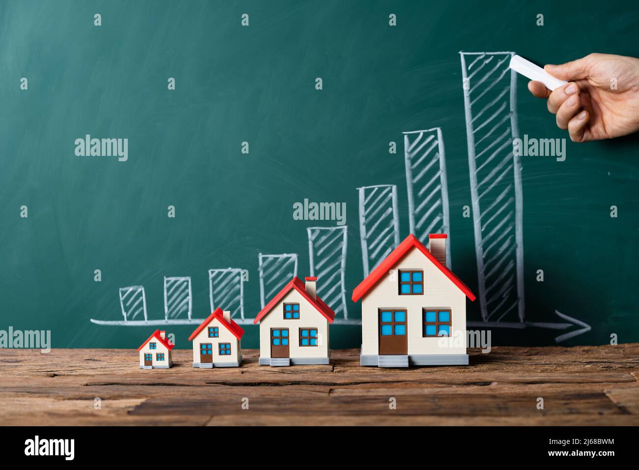 House Real Estate Increase Growth Chart Report Stock Photo - Alamy