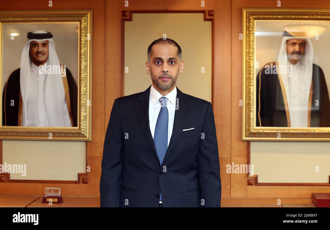 Qatar's envoy gives interview New Qatari Ambassador to South Korea Khalid Ebrahim Al-Hamar poses ...