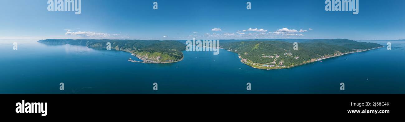 The Angara River in Siberia leaving Lake Baikal near the settlement of ...