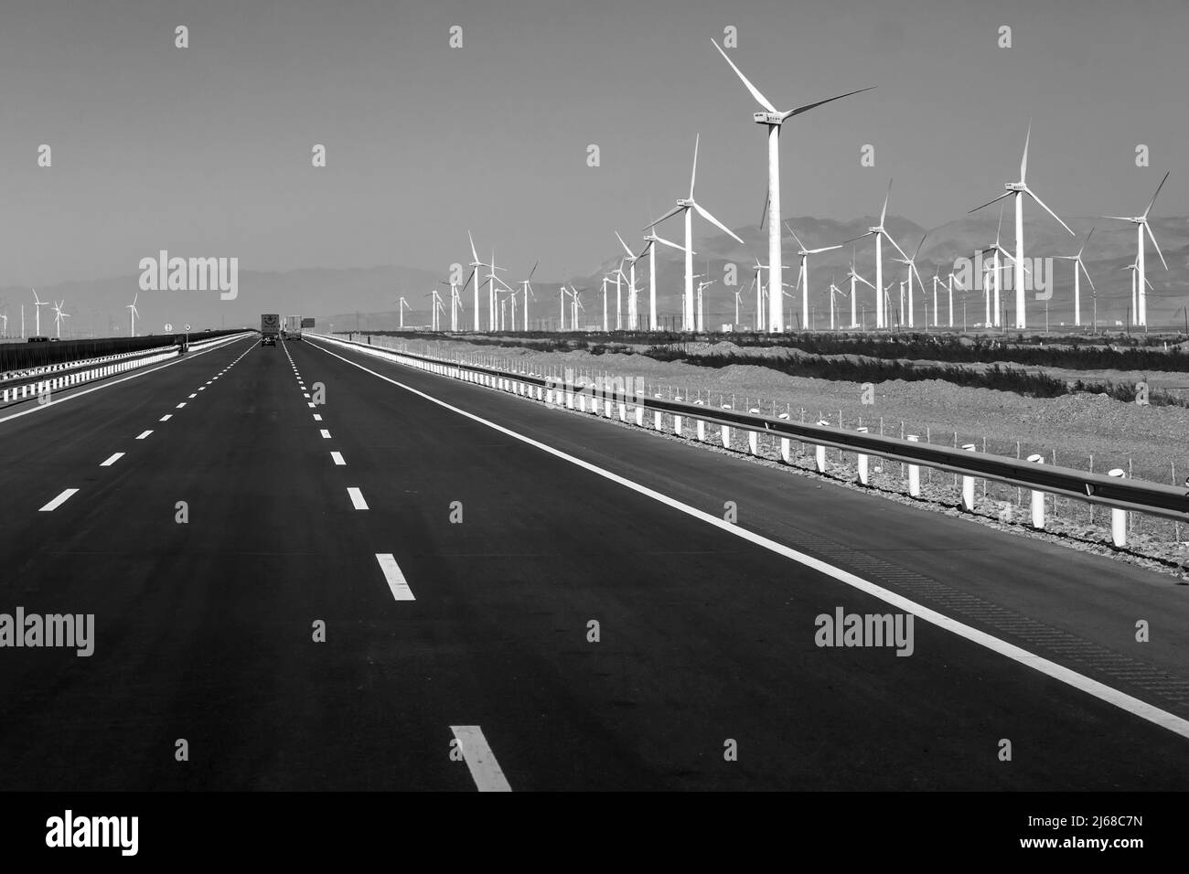 The windmill with highway Stock Photo - Alamy