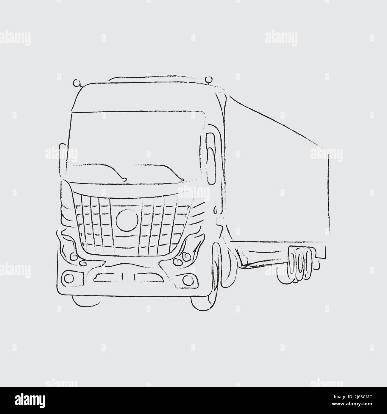 Truck with line art sketch for your design Stock Vector Image & Art - Alamy