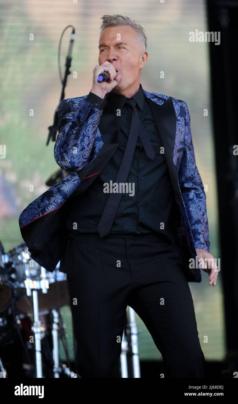 Martin Fry the lead singer of 80s Band ABC performing at Flashback Festival in Temple Newsom ...
