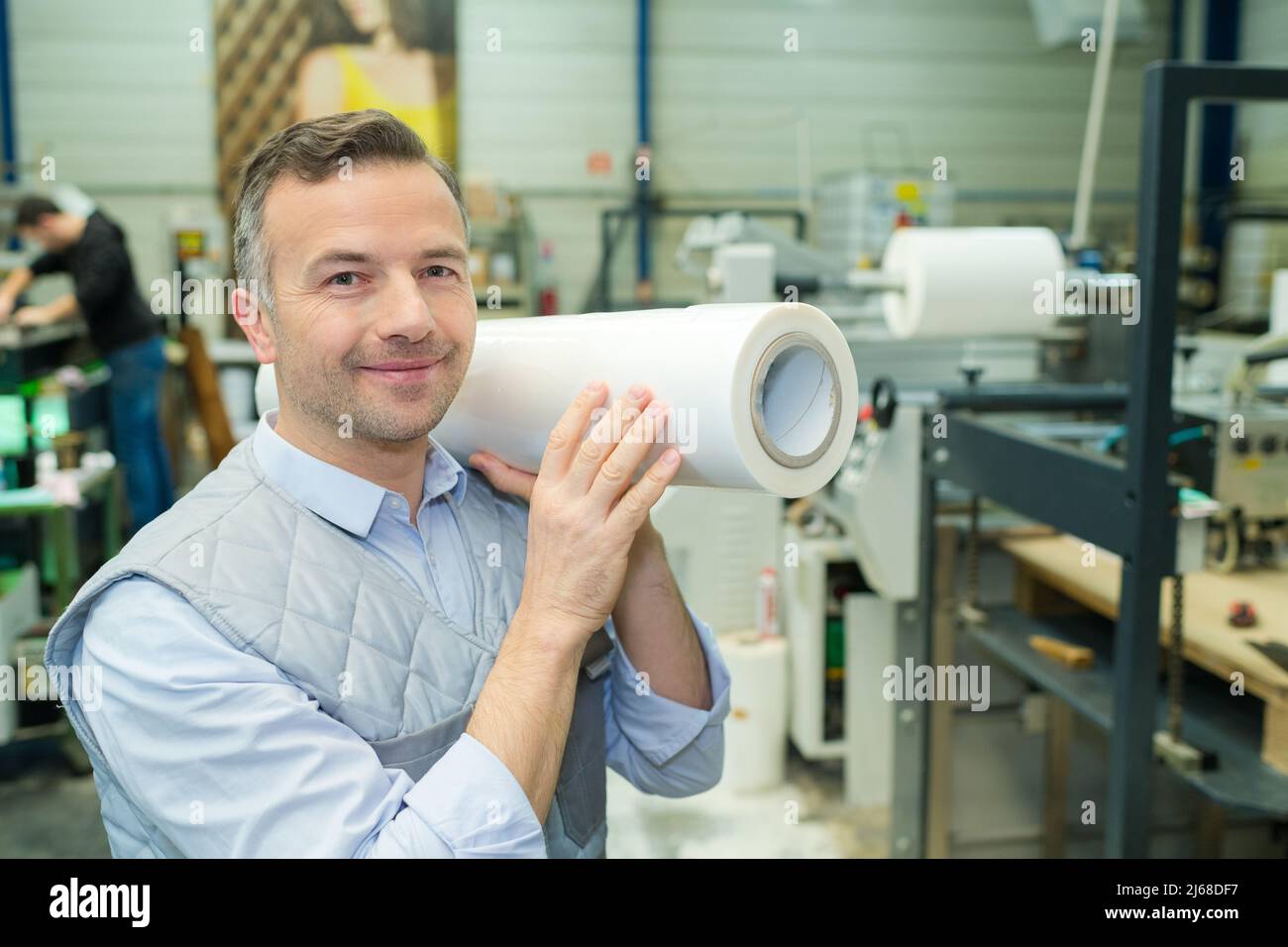 portrait of paper mill factory worker Stock Photo - Alamy