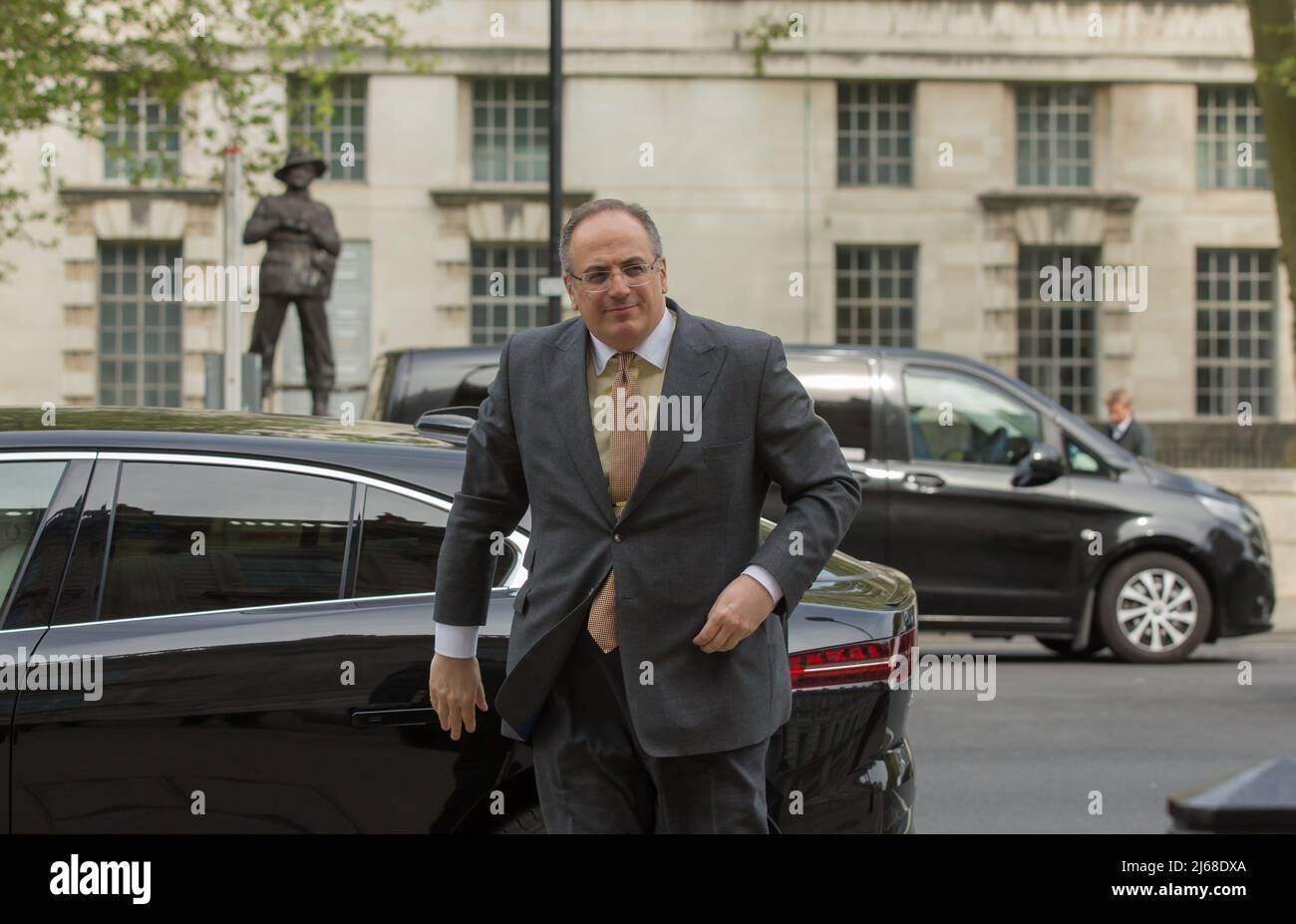 London uk 28th April Michael Ellis paymaster General arrives at a ...