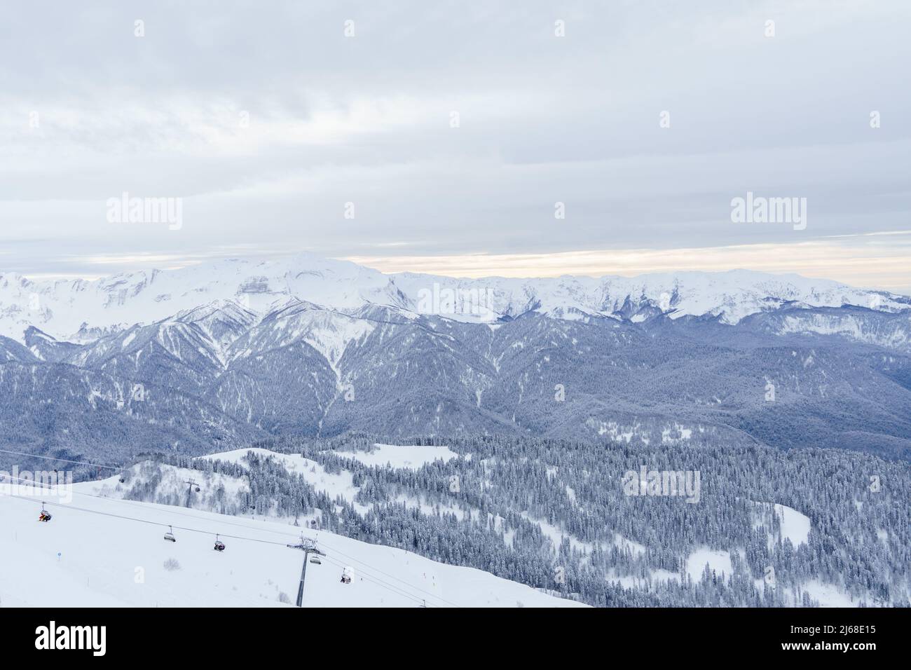 Winter mountain landscape: The Rosa Khutor Alpine Resort near Krasnaya ...