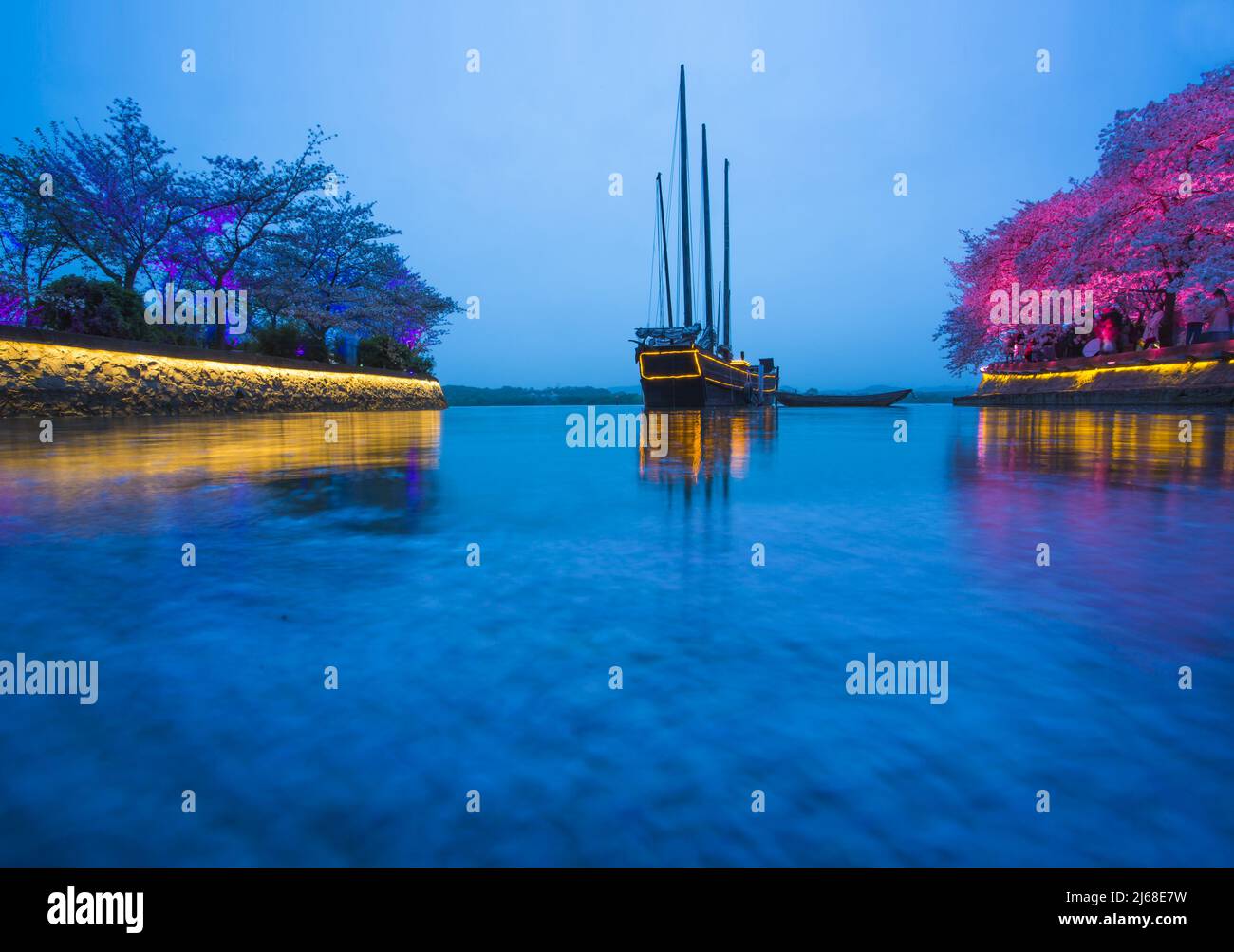 The turtle head isle of taihu lake cherry blossom Stock Photo - Alamy