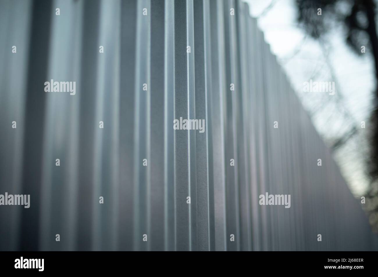 Steel fence. Stainless steel. Fence of territory. Profile sheet Stock ...