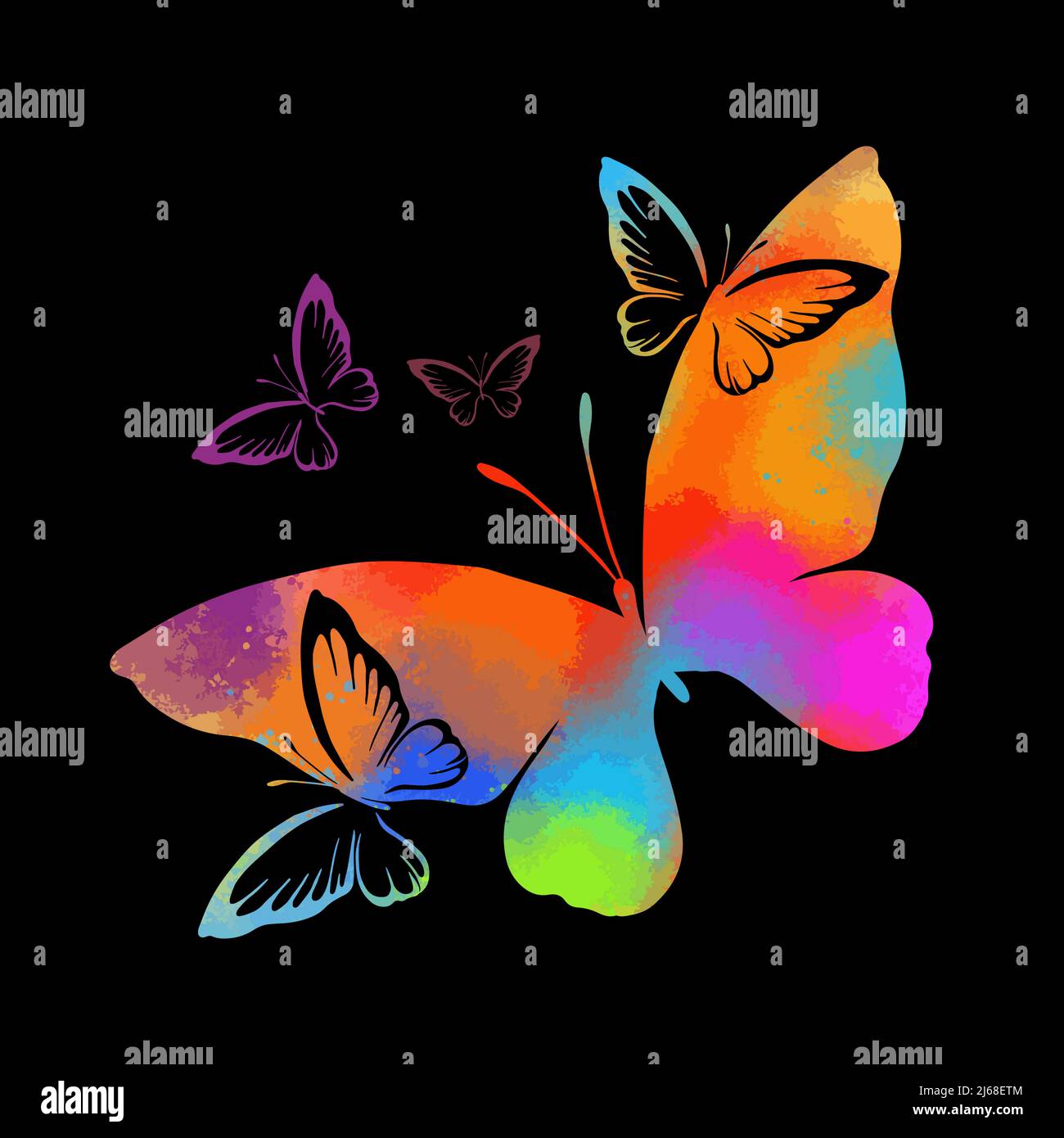 Abstract multicolored butterflies. Vector illustration Stock Vector ...