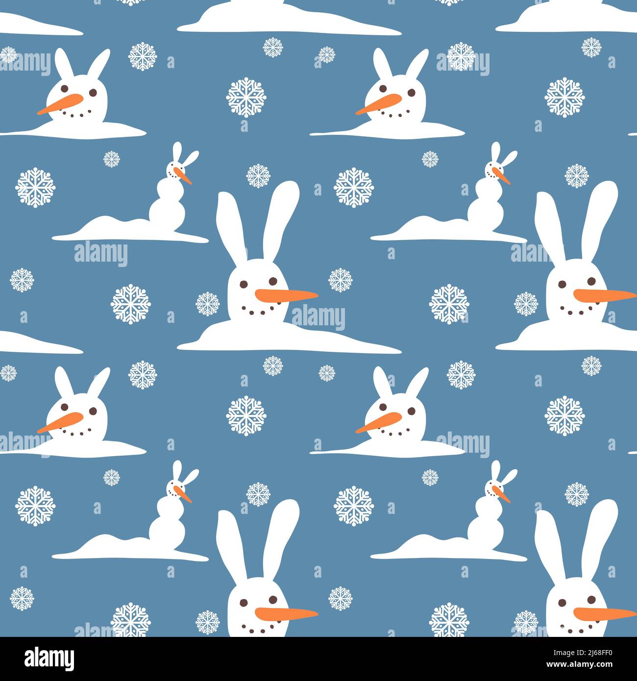 Winter seamless snowman rabbit pattern for fabrics and packaging and ...