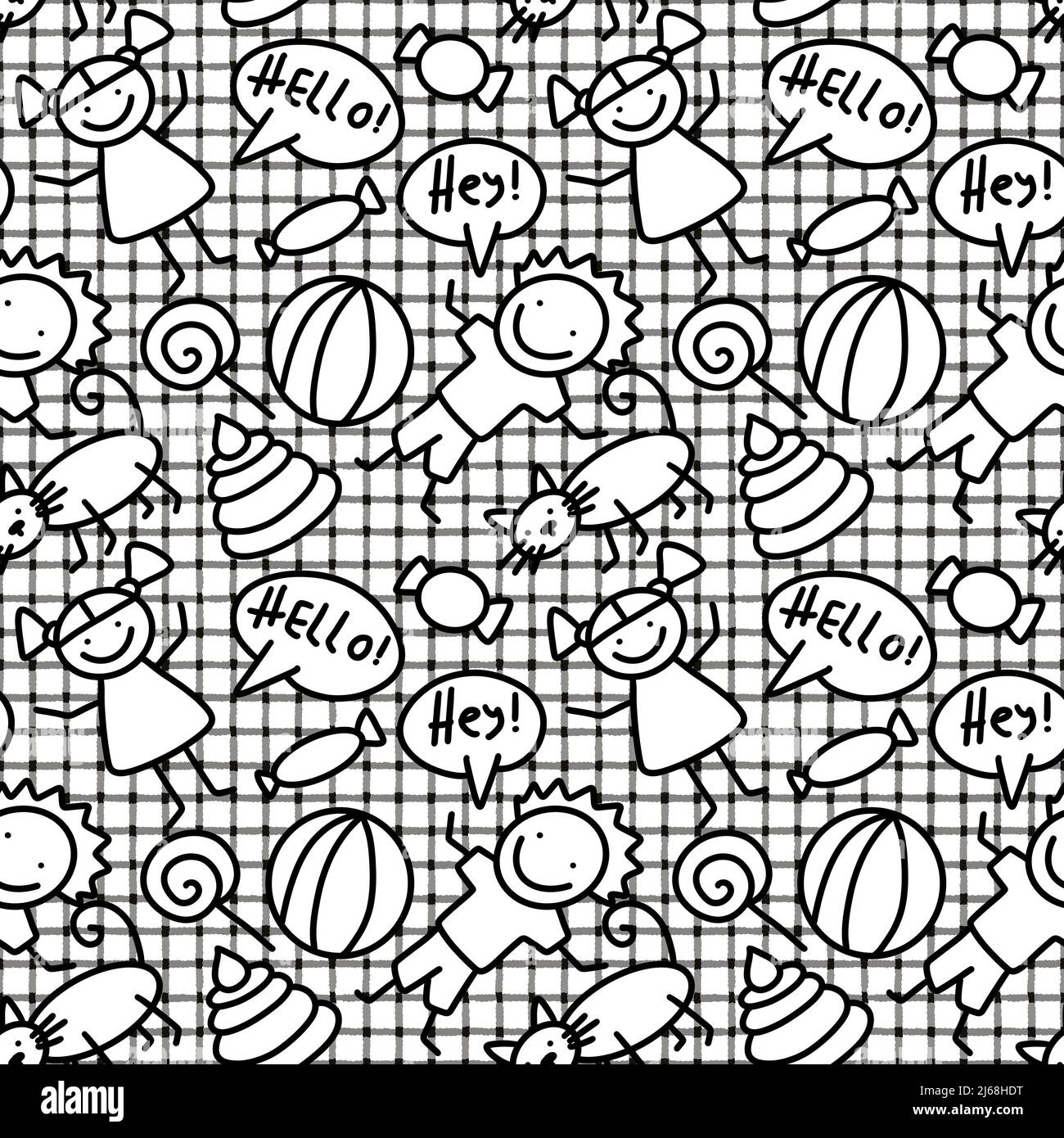 Cartoon seamless kids comic pattern for fabrics and textiles and ...
